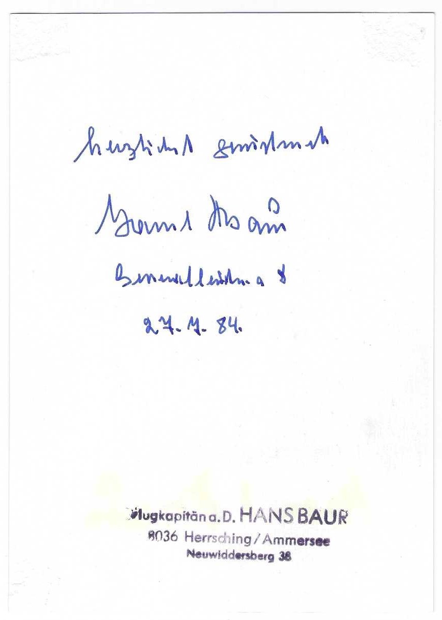 Hans Baur | SIGNATURES OF THE THIRD REICH